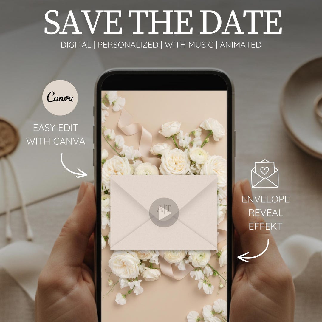 Animated Save the Date Video Invitation | Ivory Neutral Minimal ...