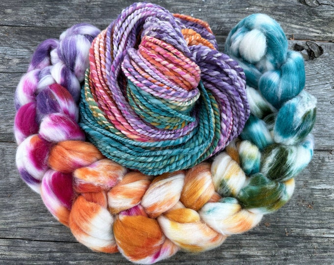 4 Ounces Merino Combed Top, Gradient Roving, Perfect for Spinning or ...