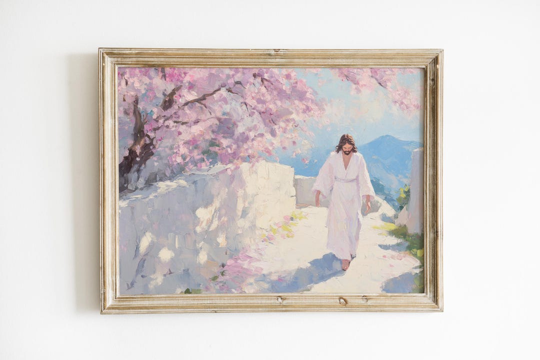The Path of Grace Jesus Digital Download, Jesus Walking Among Flowers ...