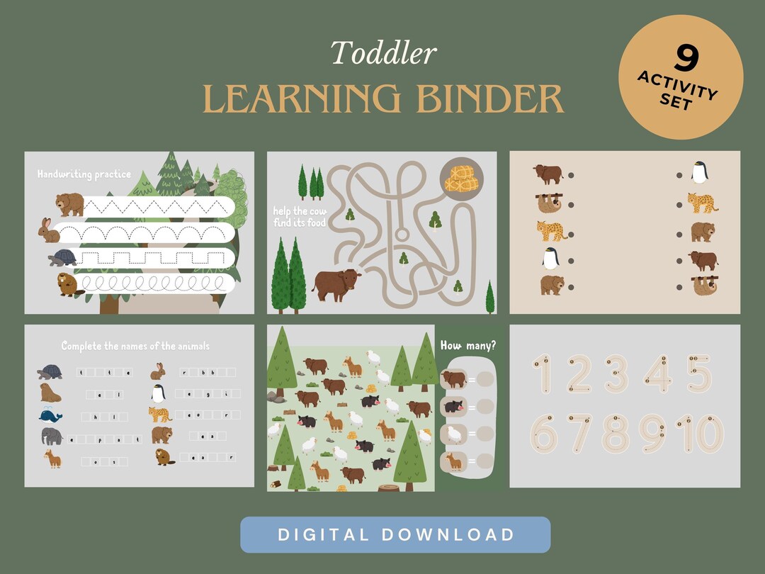 Toddler Learning Binder Printable | Busy Book PDF | 9 Educational ...