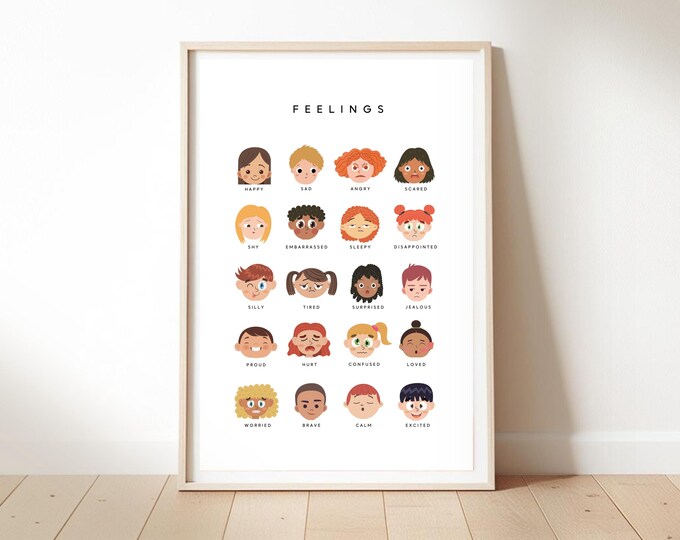 Feelings Chart Poster for Kids: Social Emotional Learning (digital ...