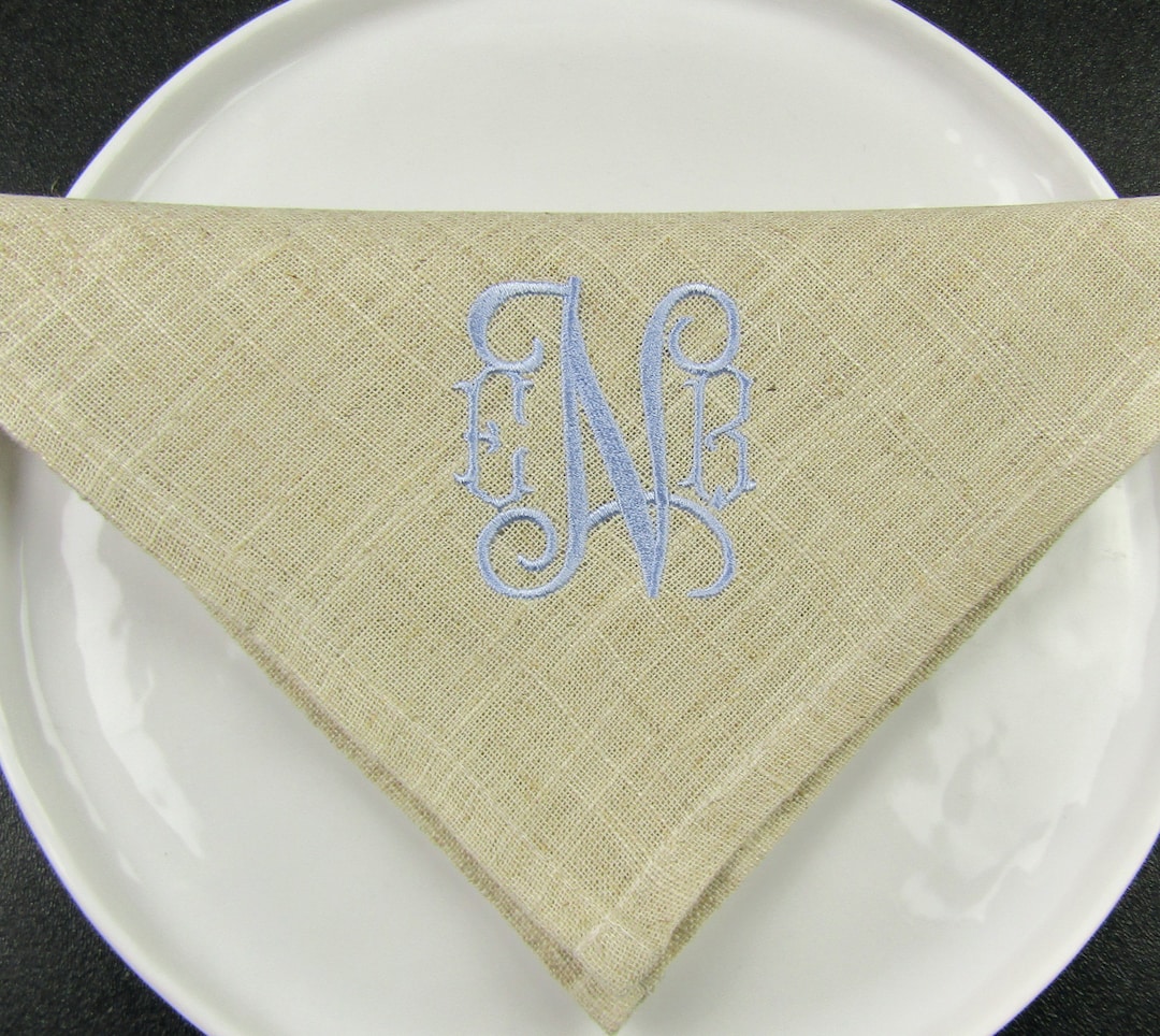 Monogrammed No Iron Linen Napkins, Beautiful Easy Care Napkins That You ...