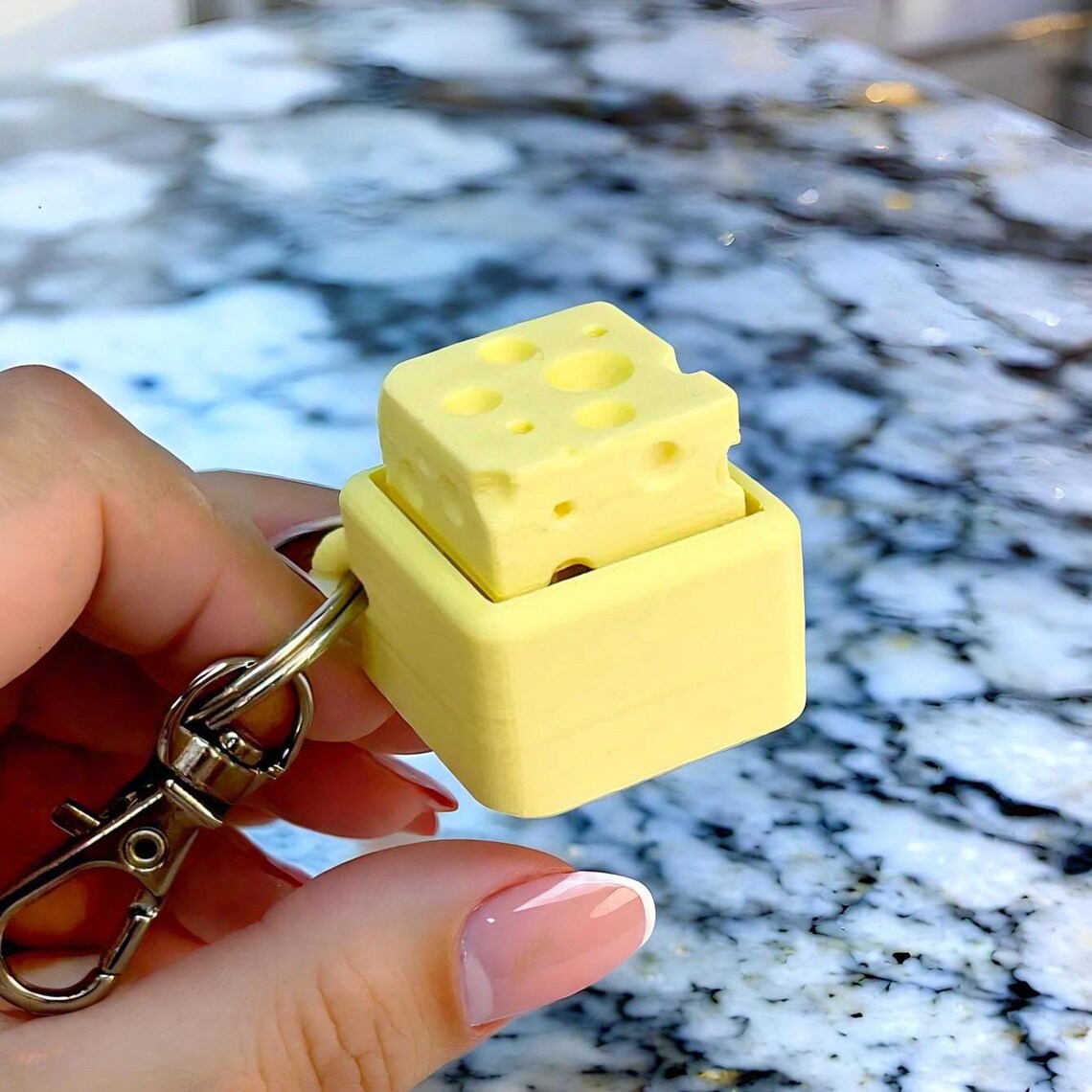 Cheese Clicker Fidget Toy on Key Ring - Etsy