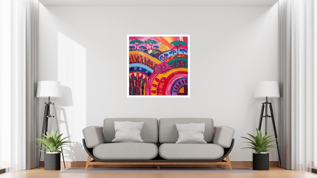 Abstract African Savanna Wall Art – Colorful Landscape With Modern ...