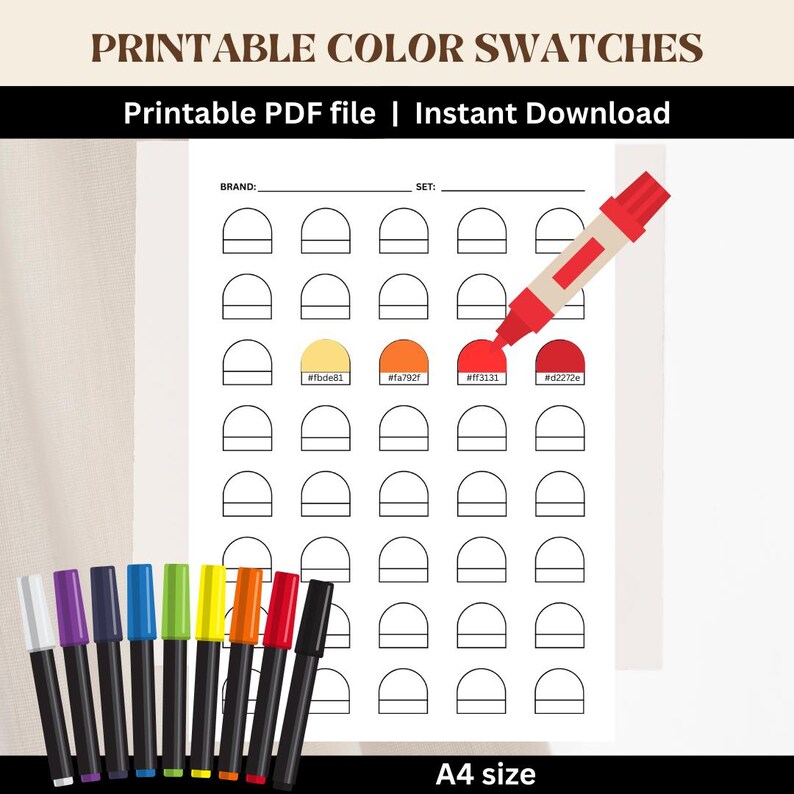 Marker Swatch Blank Color Chart Printable Page |color Swatch| Alcohol ...