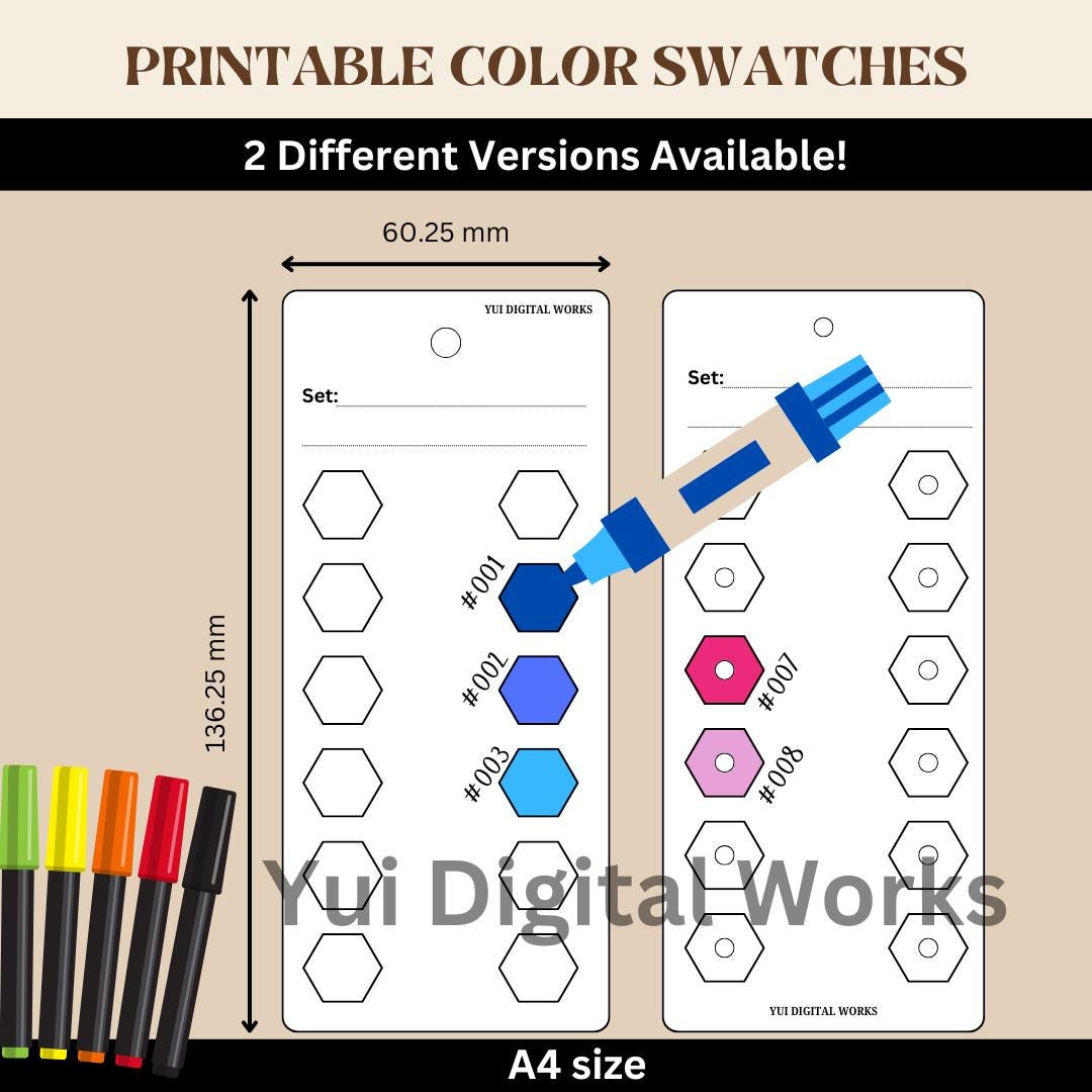 Hexagon Color Swatch Cards |minimalist Printable Color Swatch Cards ...