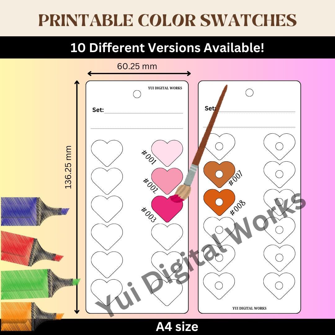 10 Printable Color Swatch Templates Bundle | Digital Swatch Cards | A4 ...