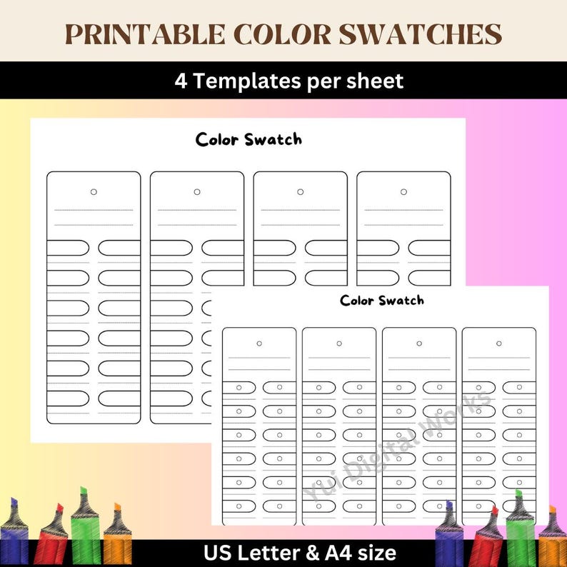 Printable Color Swatch Template | Swatches Color Pencils, Gel Pens ...