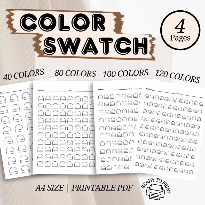 Marker Swatch Blank Color Chart Printable Page |color Swatch| Alcohol ...