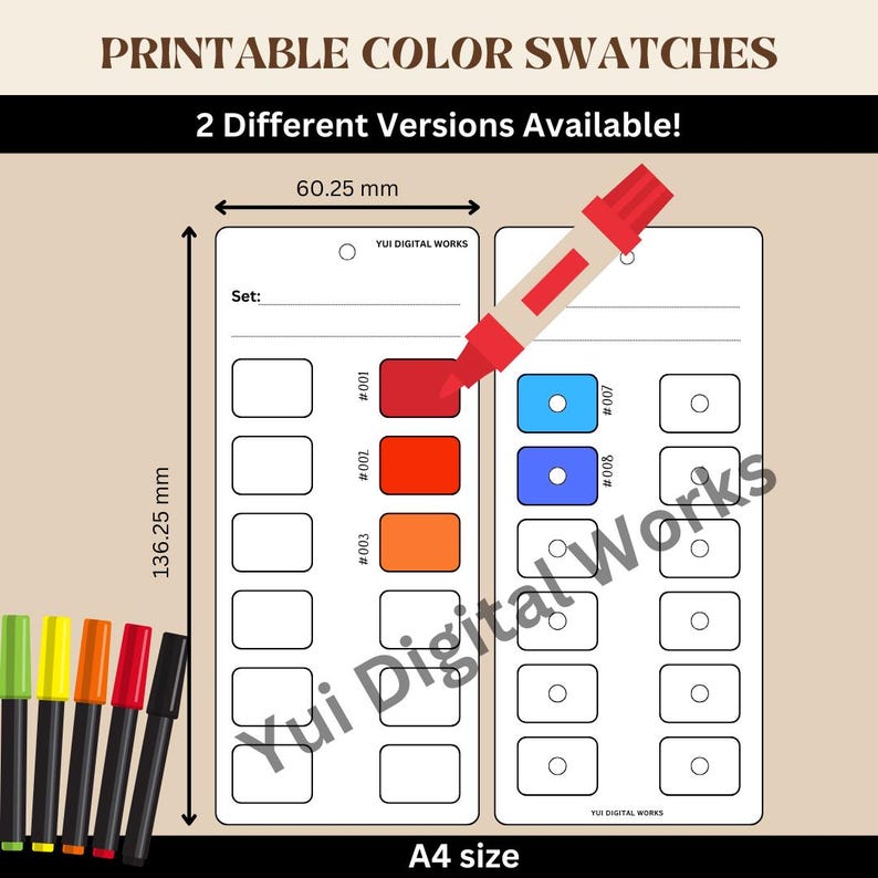 Minimalist Printable Color Swatch Cards | Organize & Test Your Colors ...