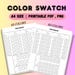 Printable Rectangle Color Swatch Card | Color Swatch Cards | 60 Colors ...