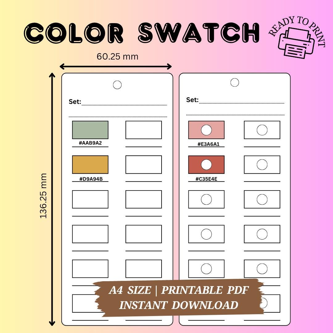 Printable Rectangle Color Swatch Card | Color Swatch Cards | 60 Colors ...