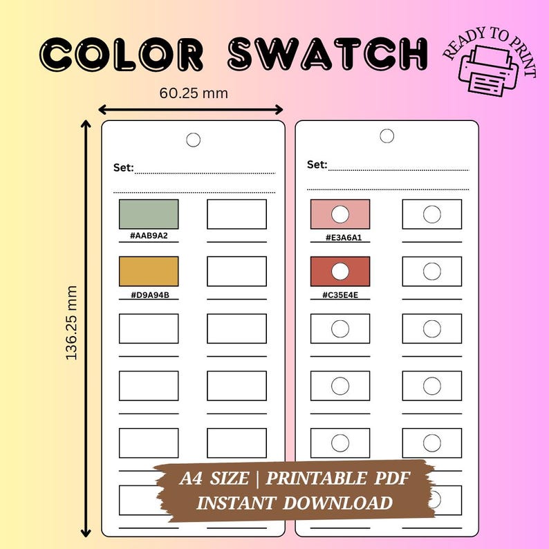Printable Rectangle Color Swatch Card | Color Swatch Cards | 60 Colors ...