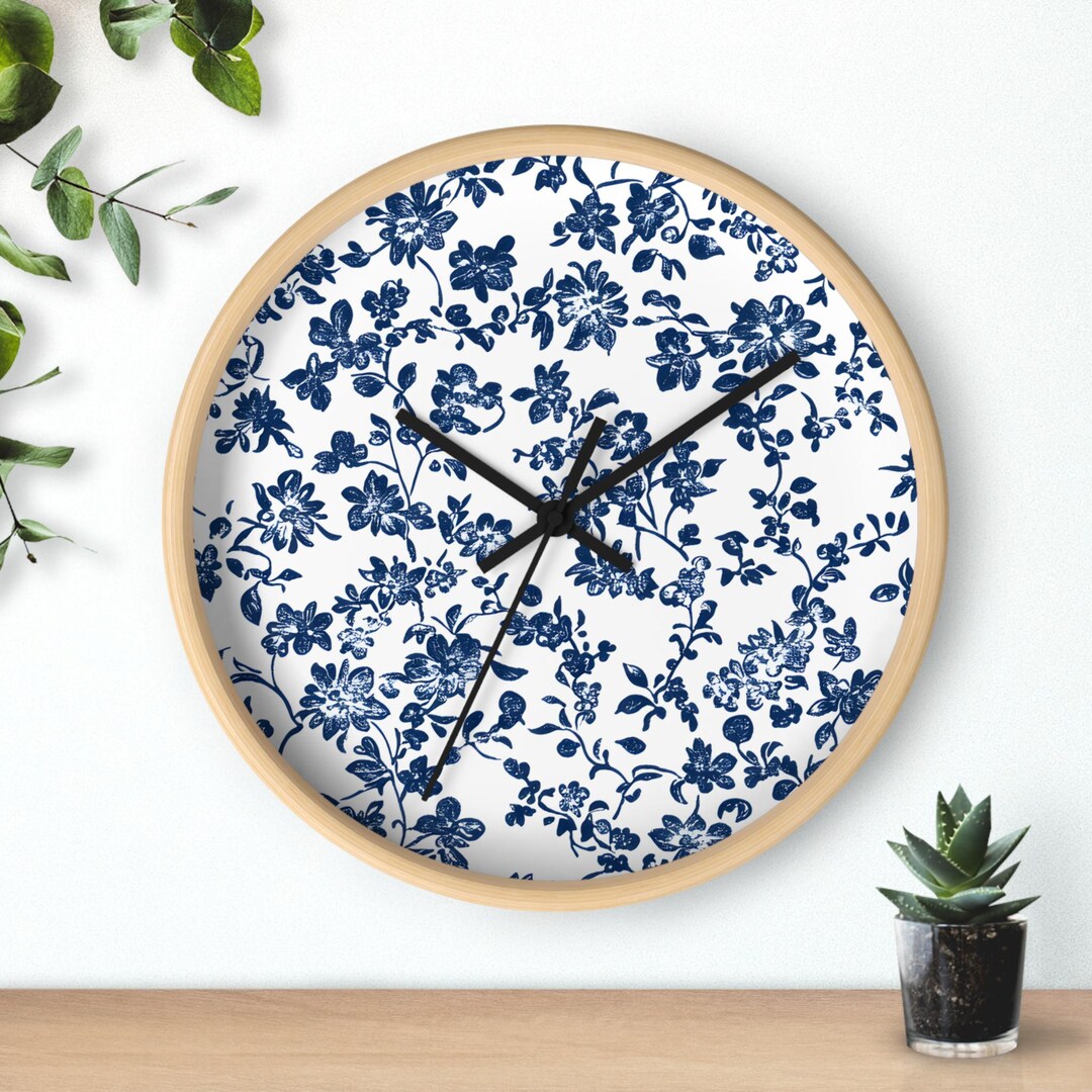 Chinoiserie Wall Clock, Toile Aesthetic Wall Clock, Home and Office ...
