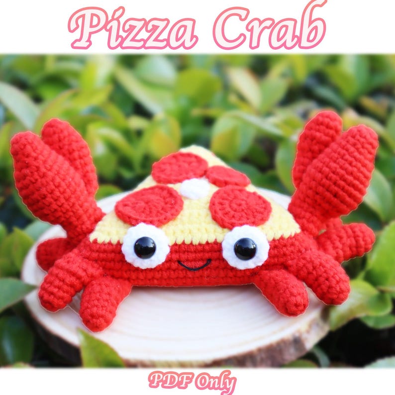 Pizza Crab Amigurumi Food Pattern, Crochet Pattern Plushie Animal PDF ...