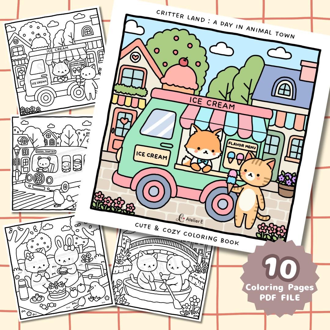 Critter Land : A Day in Animal Town – Mini Set (10 Pages) - Etsy