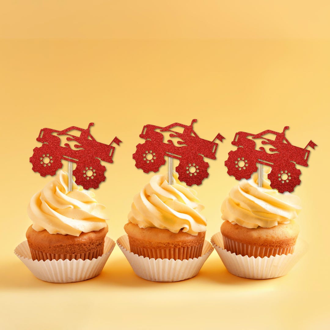 Monster Truck Cupcake Topper, Monster Truck Party, Cars Cupcake Topper ...