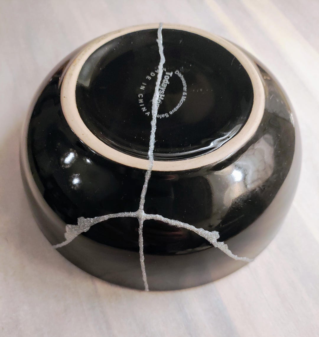 Kintsugi - Silver Kintsugi Black Bowl / Decorative Ceramic Art - Etsy