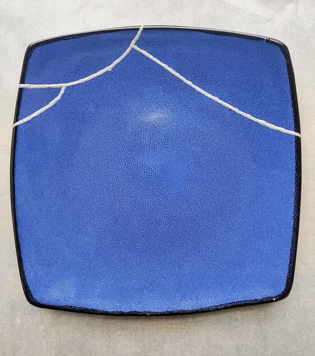 Kintsugi - Silver Kintsugi (small) Blue Plate / Decorative Ceramic Art ...
