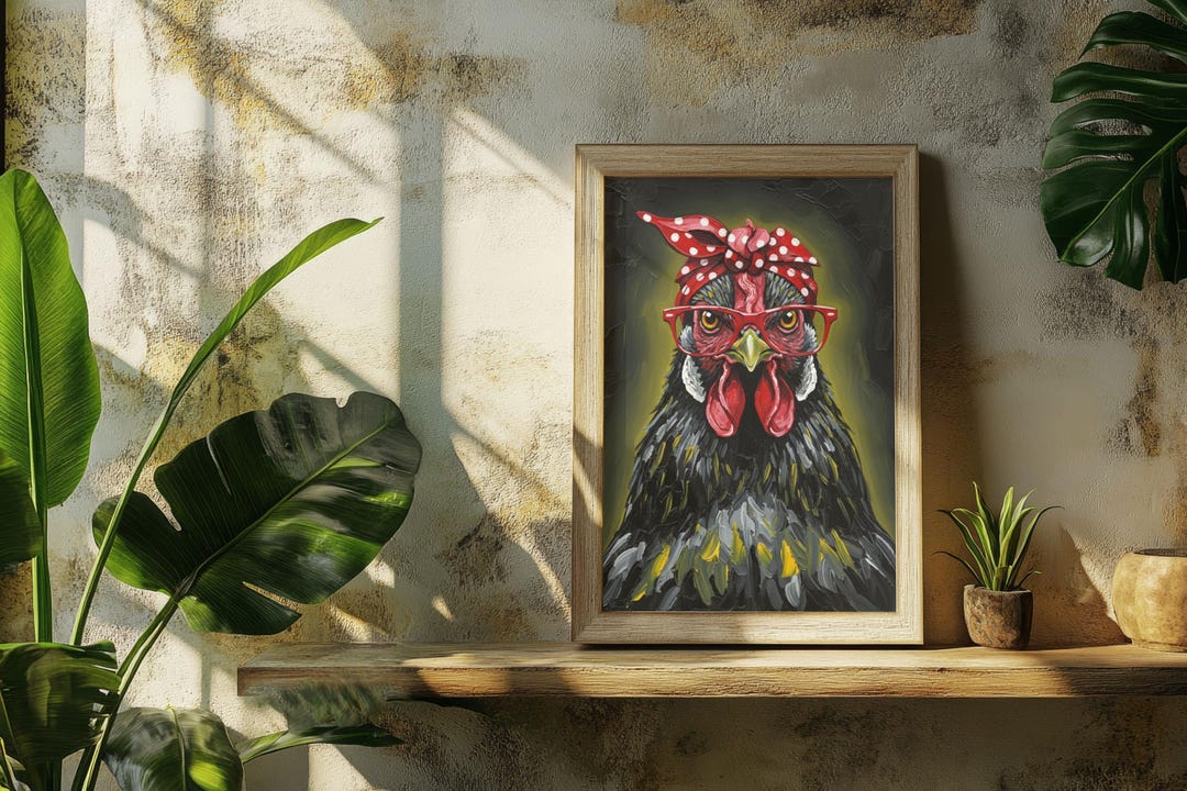 Printable Funny Chicken Wall Art – Funky Chicken Poster for Farmhouse ...