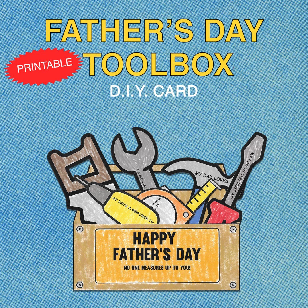 Father's Day Toolbox Card Craft for Dad | Printable Coloring Page ...