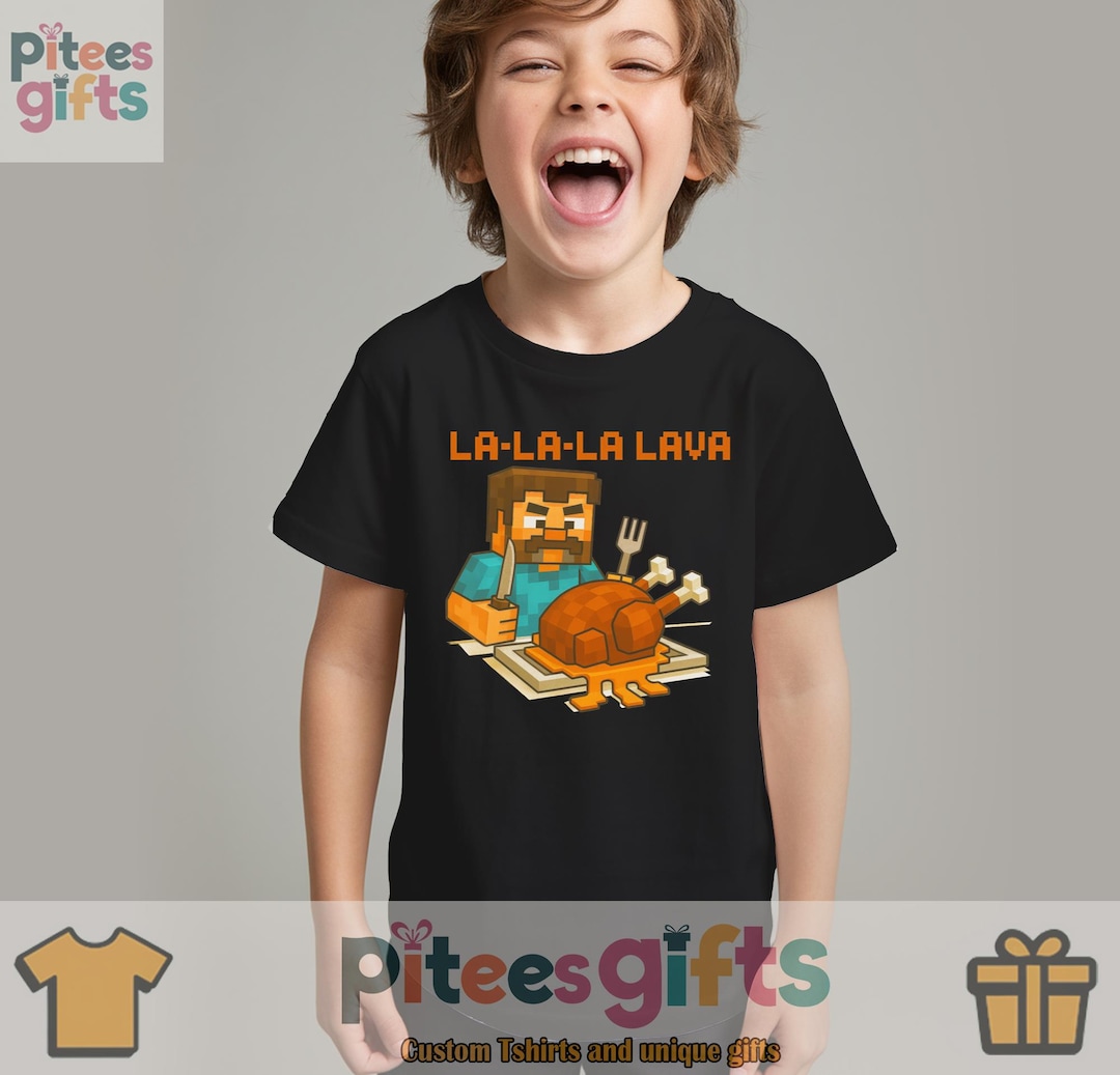 La-la-la Lava Chicken Funny Trump Meme Pixel Art Gamer Shirt Boys Kids T-shirt, Chicken Jockey ...