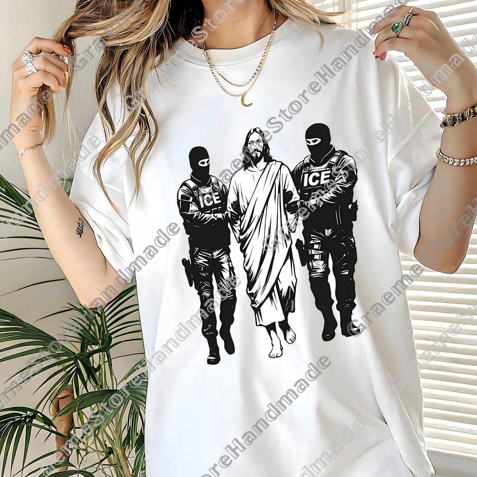 Jesus Arrested Parody Anti ICE Png, Stop Ice Raids Png, Anti Fascism ...