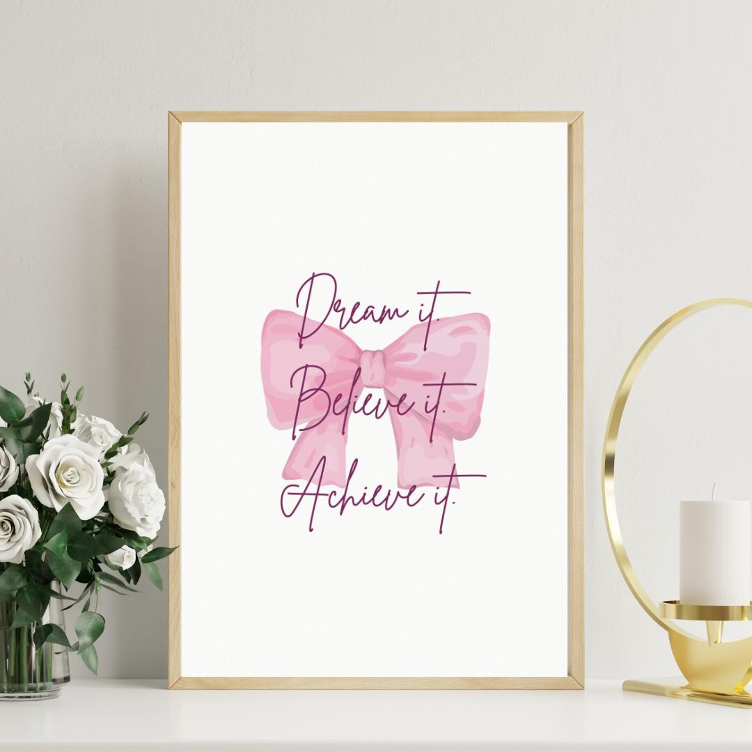 Girly Coquette Motivational Wall Art, Minimalistic Art Piece, Vanity ...