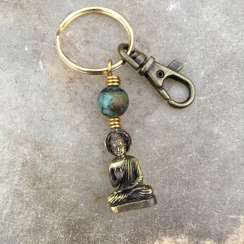 Buddha Keychain African Turquoise Buddhist Gift Under 20 | Etsy