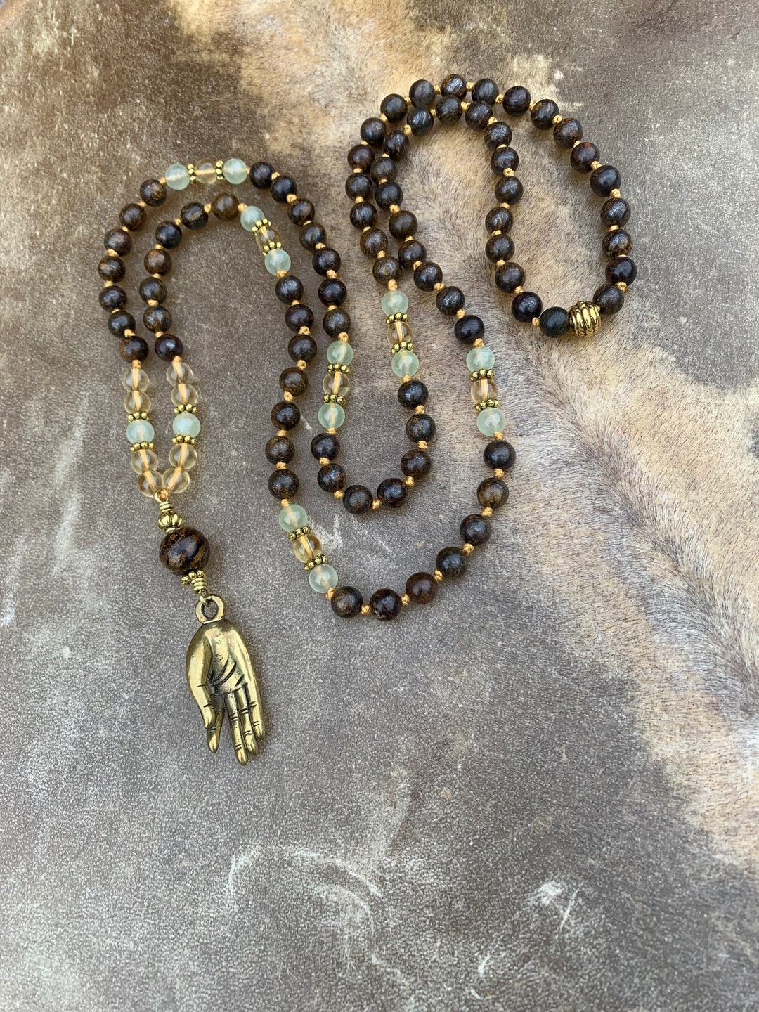 Gyan Mudra Mala Necklace Buddha Hand Mala Beads Citrine Yoga Gifts ...