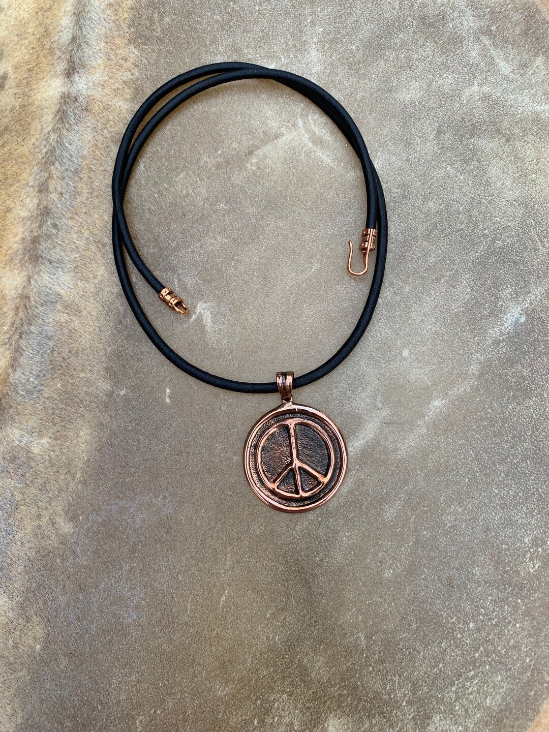 Peace Sign Necklace Hippie Necklace Black Leather Choker Necklace ...