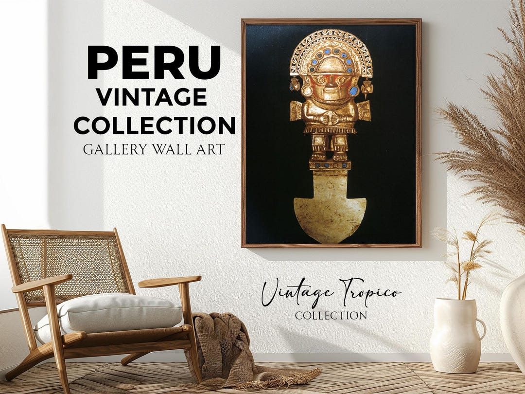 Peruvian Tumi Dagger Print Wall Art - Vintage Gold Decor, Ancient Inca ...