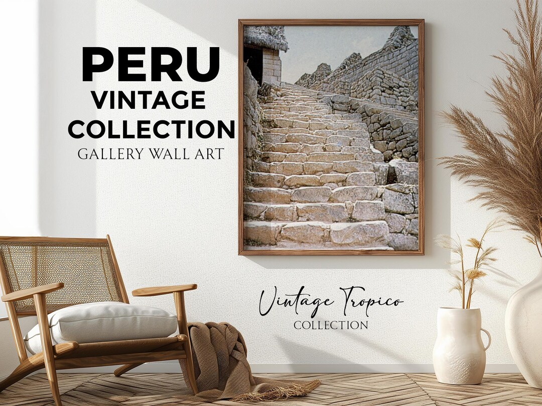 Machu Picchu Stone Steps Print - Vintage Peru Wall Art, Inca ...