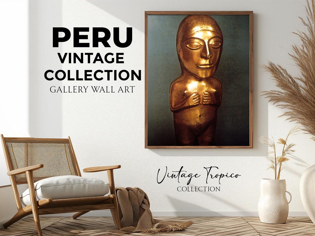 Ancient Peruvian Gold Statue Print - Vintage Pre-columbian Inca Art ...