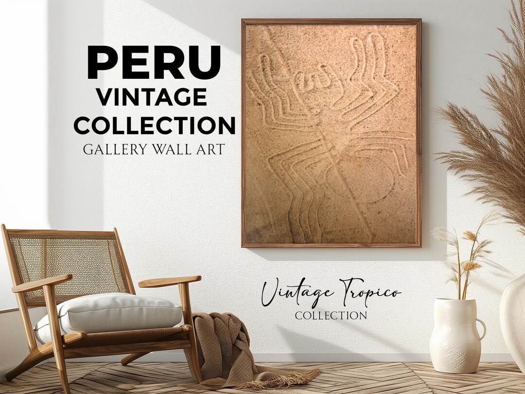 Nazca Lines Spider Print - Vintage Peru Wall Art, Ancient Geoglyphs ...
