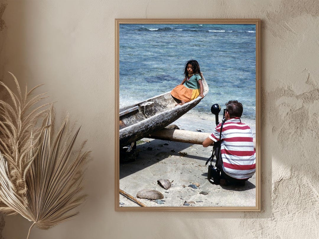 Framed Poster Caribbean, PANAMA Young Girl in Boat Posing for Tourist ...
