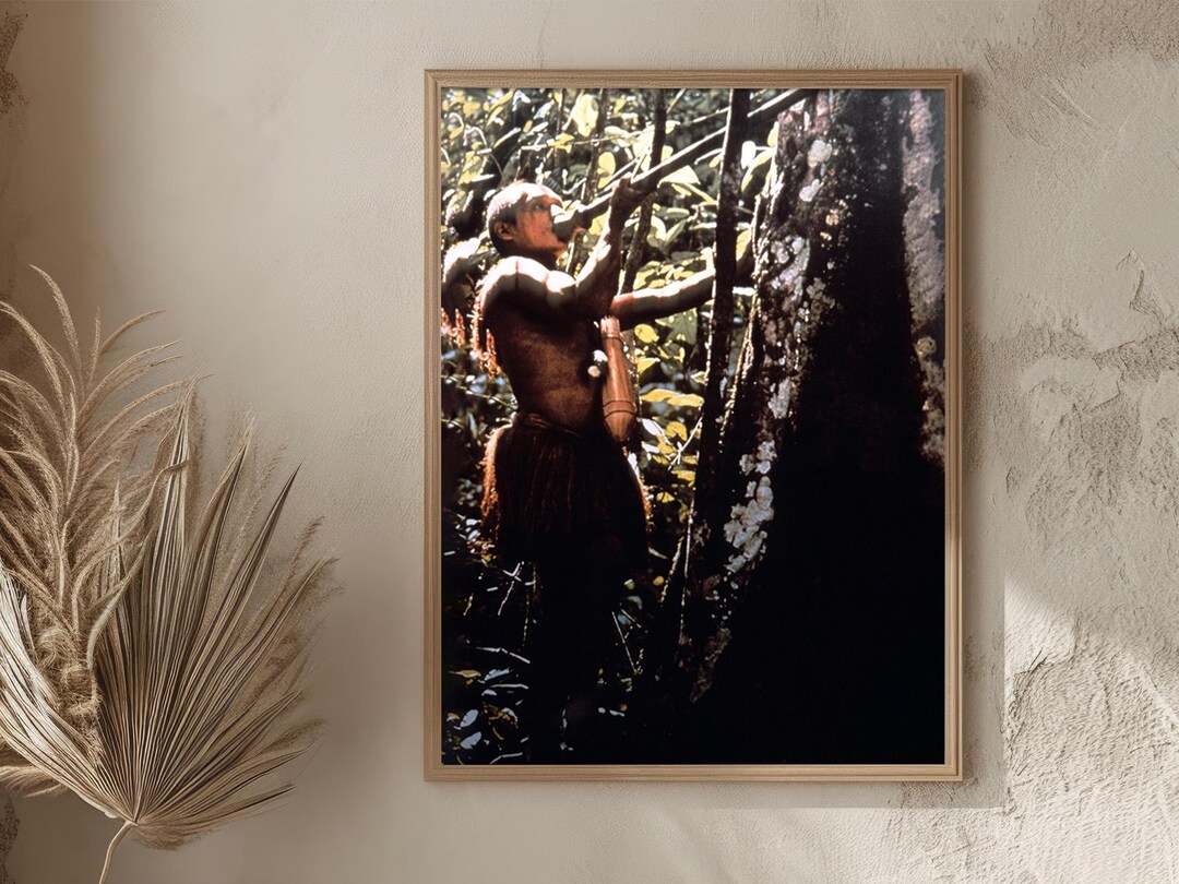 Peru Vintage Wall Art: Indigenous Amazonian Hunter With Blowgun, Unique ...