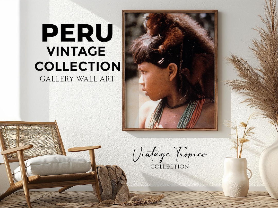 Peru Framed Canvas Art, Indigenous Amazonian Portrait Print, Rustic ...