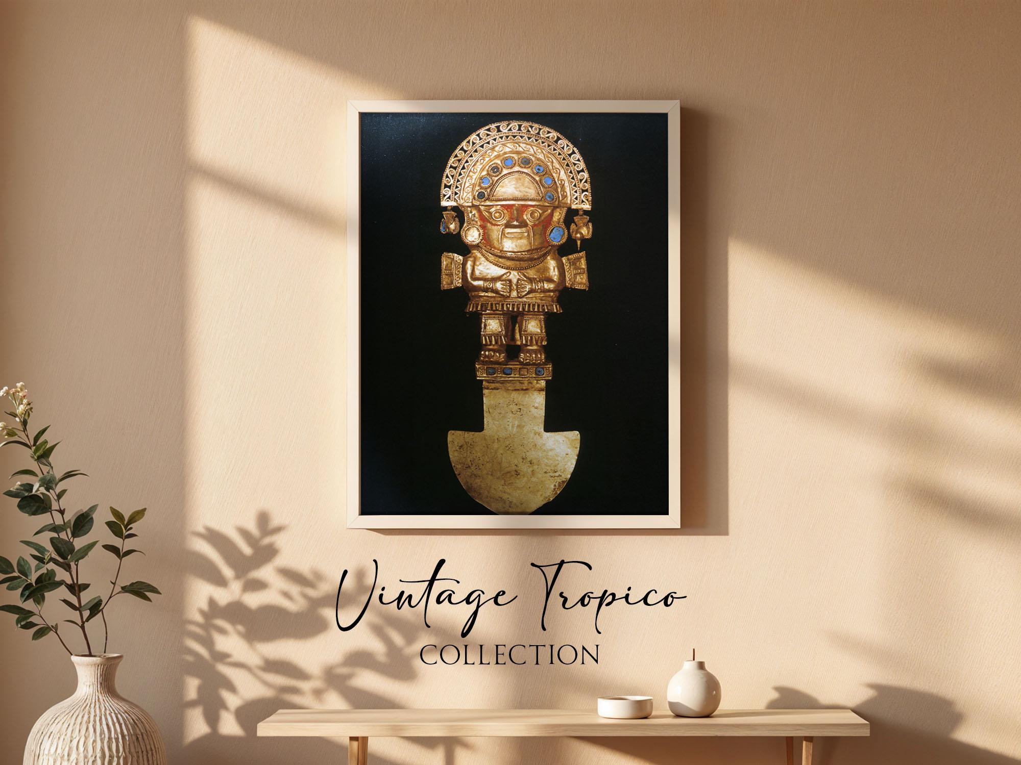 Peruvian Tumi Dagger Print Wall Art - Vintage Gold Decor, Ancient Inca ...