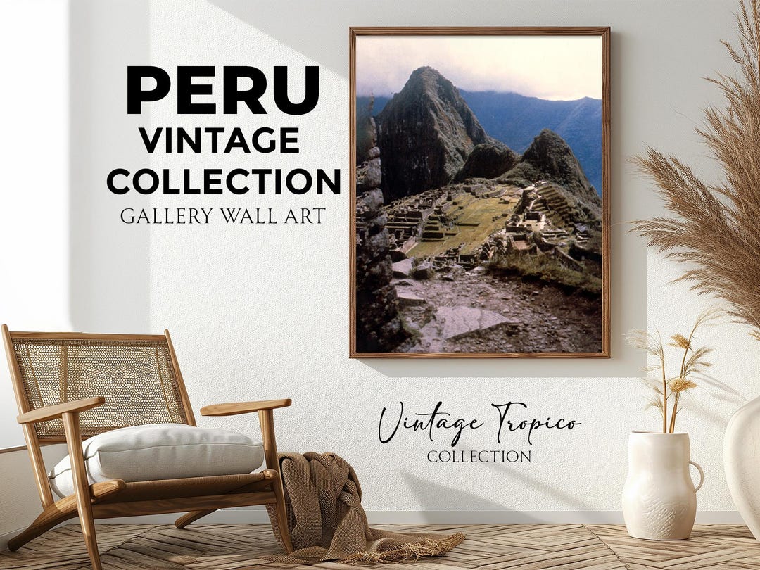 Machu Picchu Vintage Wall Art - Ancient Inca Ruins Print, Peru Travel ...