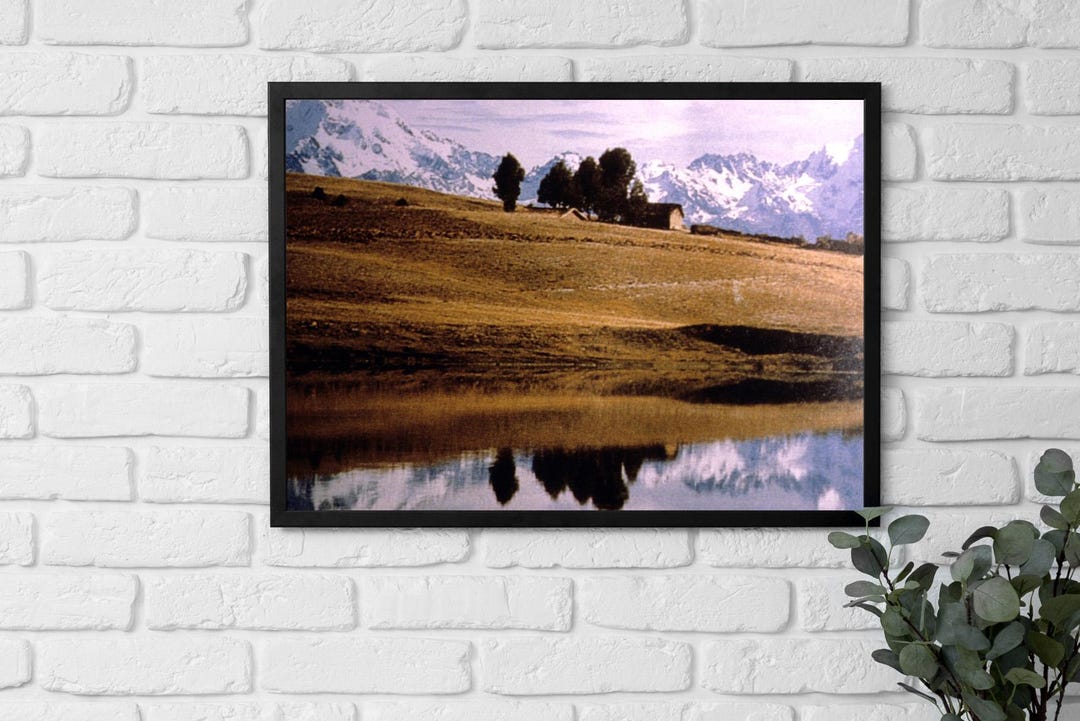 Framed Poster Peru, Andes Mountains With Lake Reflection 1970s Art ...