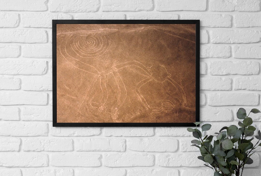 Framed Poster Peru, Aeriel NAZCA Lines Geoglyph of Monkey 200BC-500AD ...