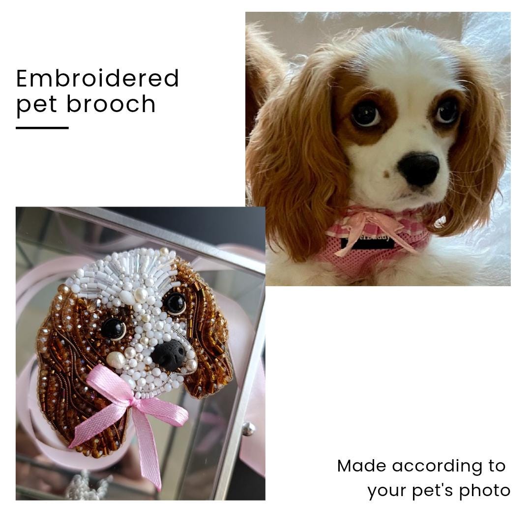 Custom Pet Portrait Brooch - Realistic Embroidered Dog Pin Personalized ...