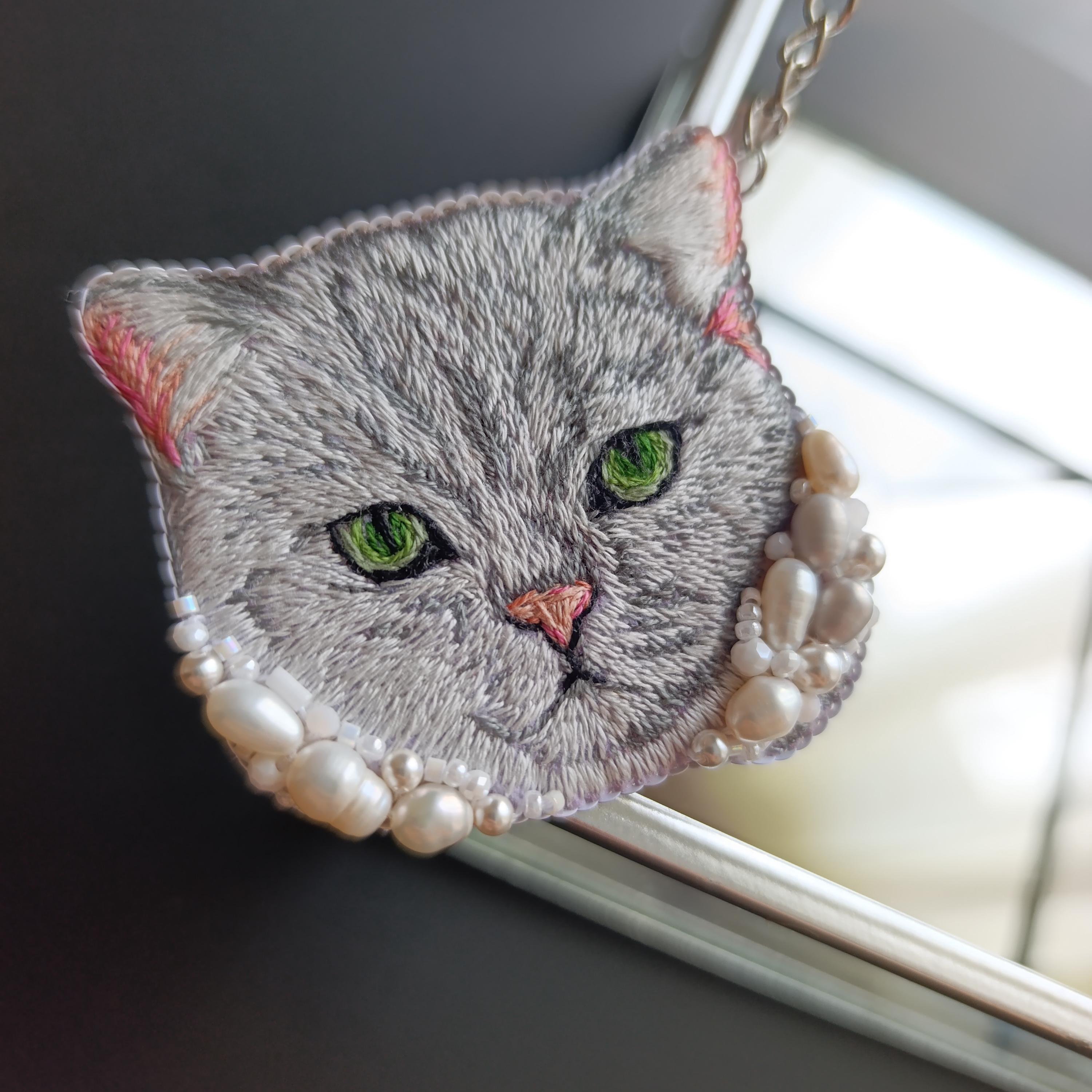 Custom Cat Portrait - Realistic Embroidered Pet From Photo Gift for Cat ...