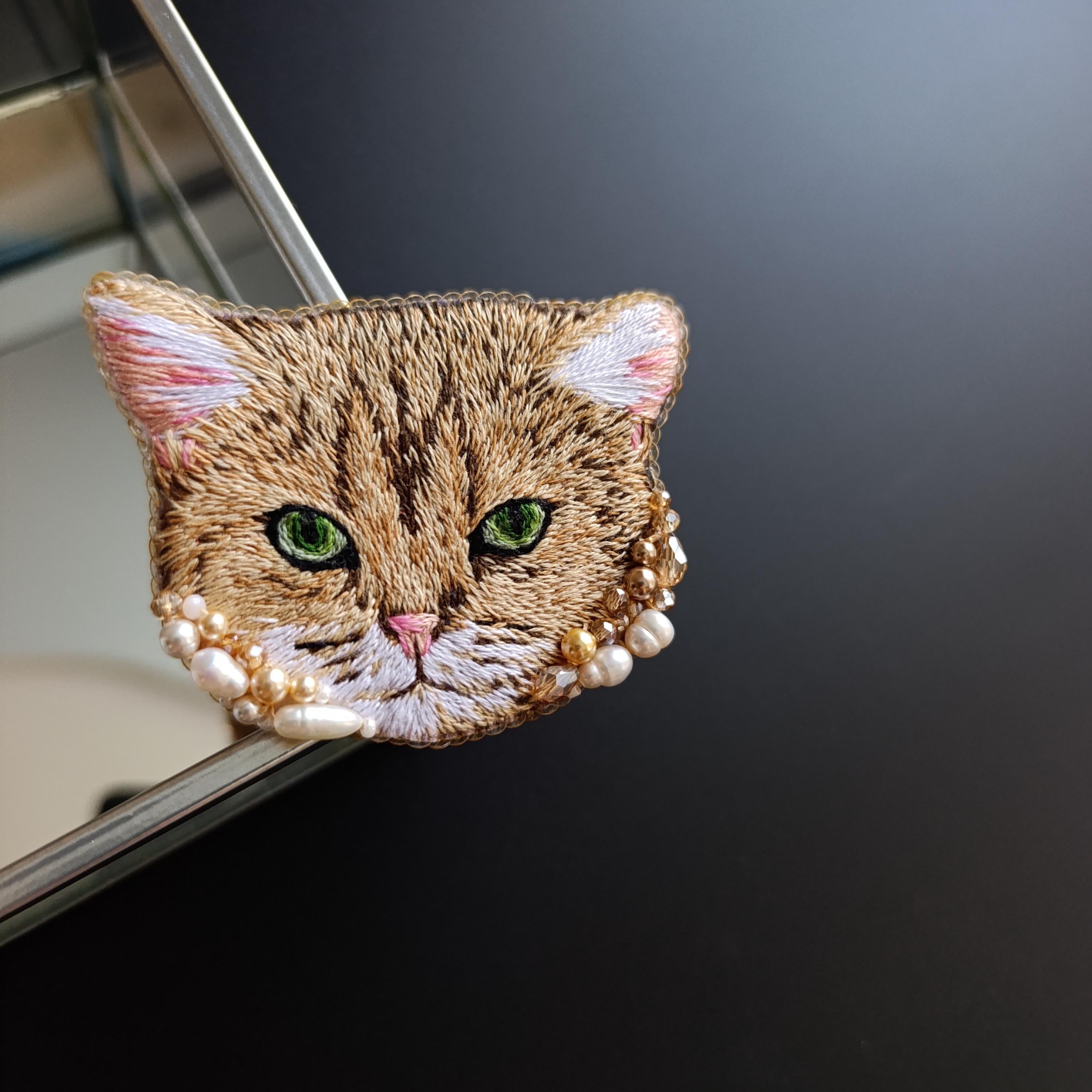 Custom Cat Portrait - Realistic Embroidered Pet From Photo Gift for Cat ...