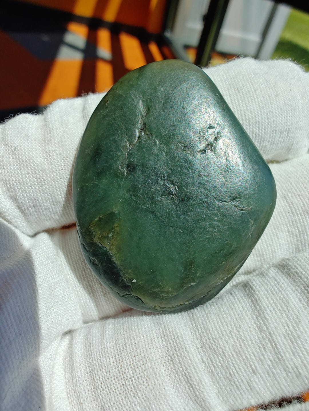 Natural Big Sur Jade Ocean Polished Nephrite Jade Palm Stone- Authentic ...