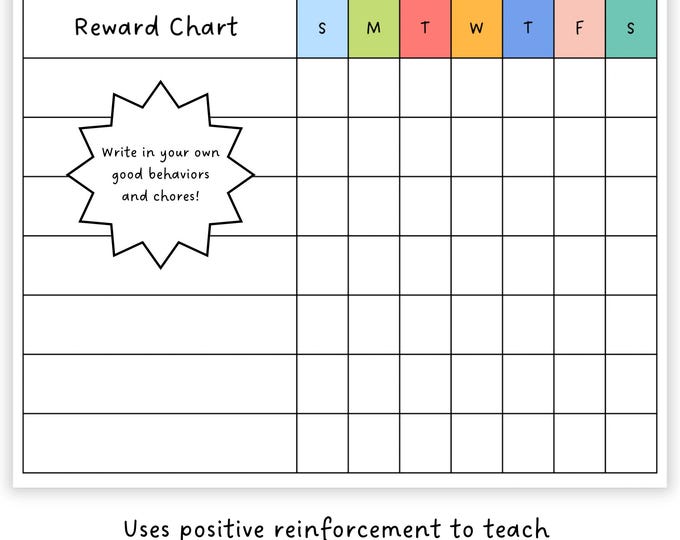 Printable Kids Reward Chart: Chore & Behavior Tracker (digital PDF ...