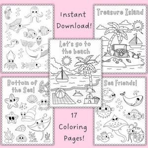 Printable Summer Coloring Pages, 17 Pages, Summer Activity for Kids ...