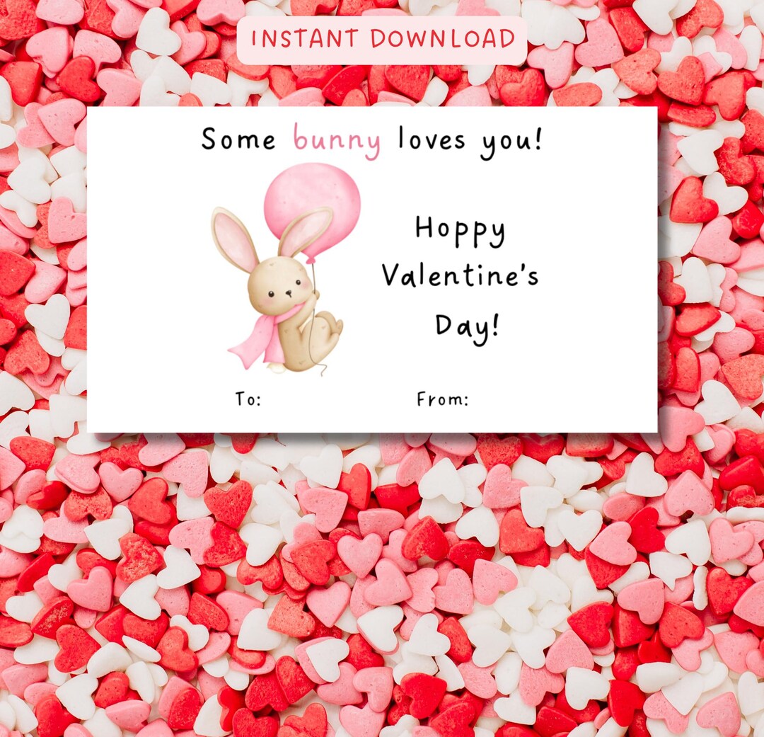 Printable Valentine's Day Gift Tag, Some Bunny Loves You, Valentines ...