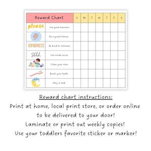 Printable Kids Reward Chart: Good Behavior & Chores (digital PDF) - Etsy